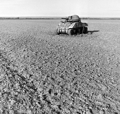 WWII Photo Destroyed M4 Sherman Tank Normandy WW2 B&W World War Two ...