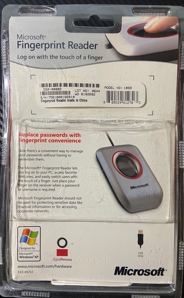 Microsoft FINGERPRINT READER | Win XP, Home, Media Center, Tablet PC ...