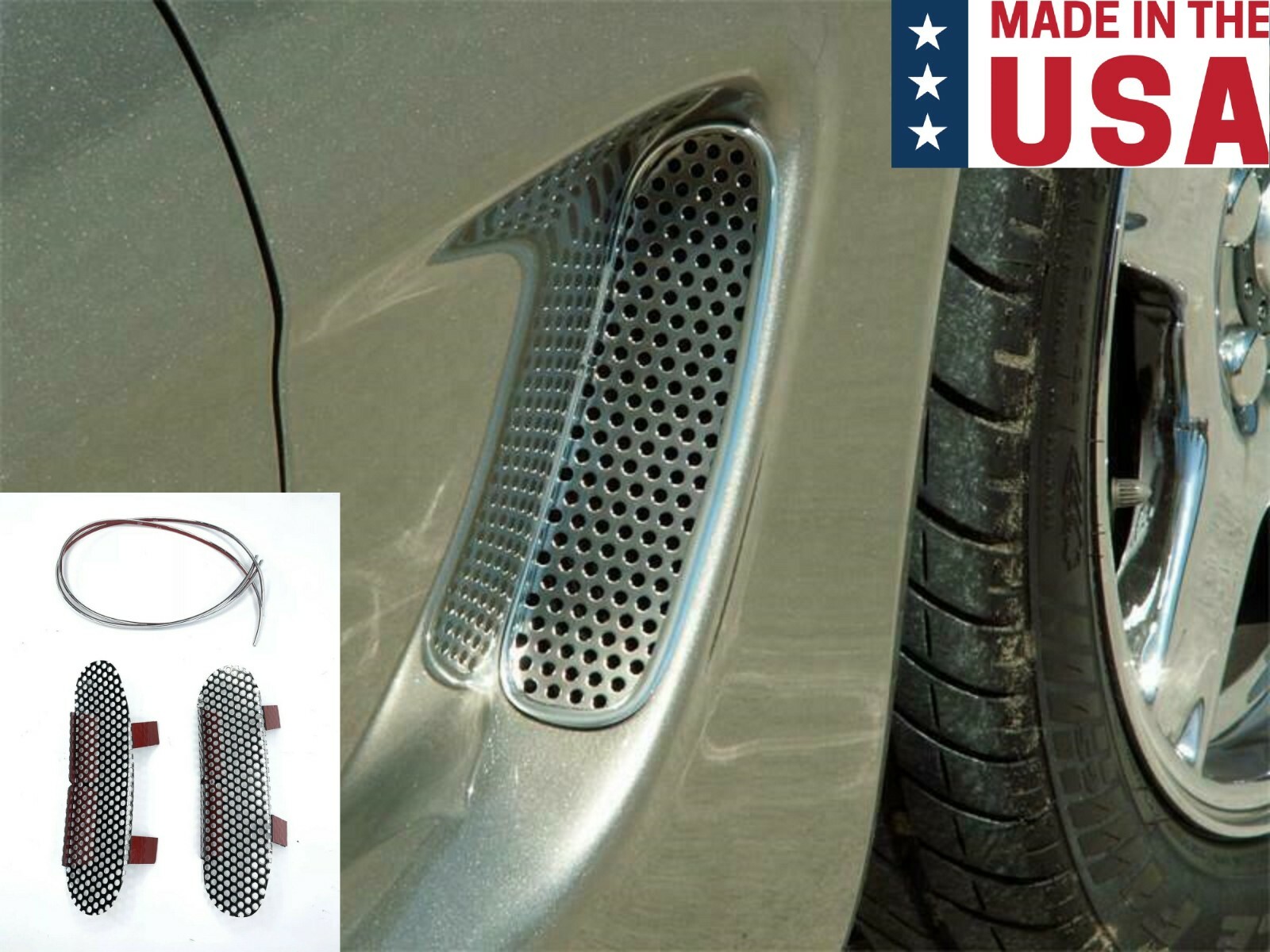 Polished Mesh Side Vent Grille Inserts for 1997-2004 Chevy C5 Corvette ...