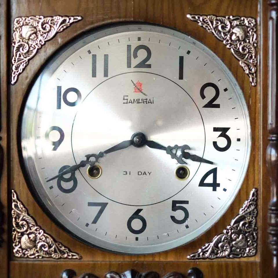 Vintage Wall Clock Samurai Wooden Case | eBay
