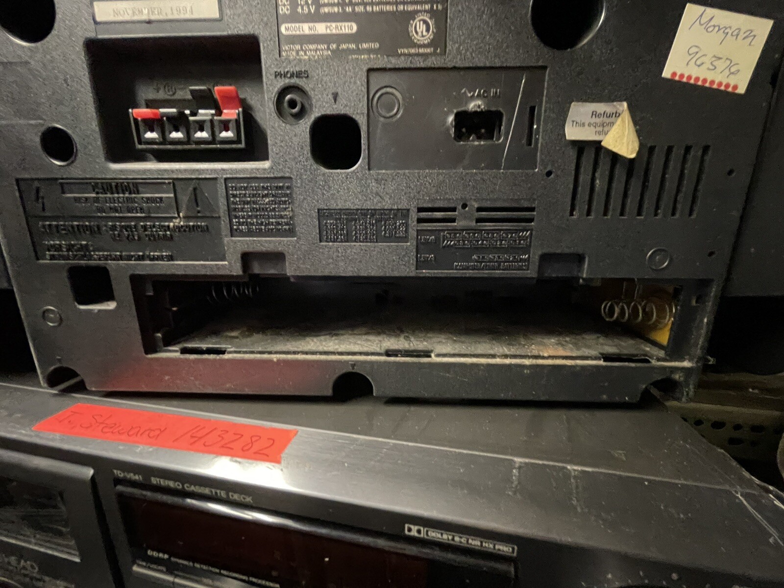 JVC PC-X110 CD Dual Cassette Deck Player AM/FM Radio Portable Boombox ...