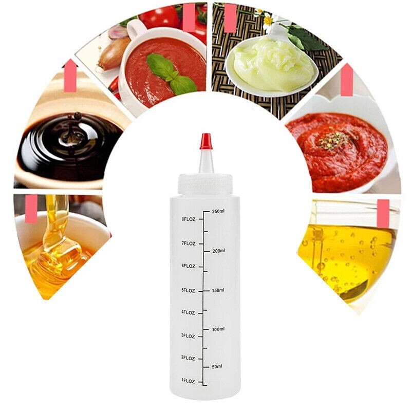 6pcs Sauce Bottle Measuring Squeeze Crafts Bottle Condiment Dispenser ...