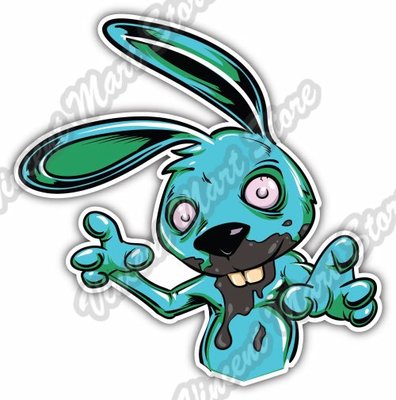 Evil Blue Rabbit Creepy Bunny Devil Hell Car Bumper Vinyl Sticker Decal ...