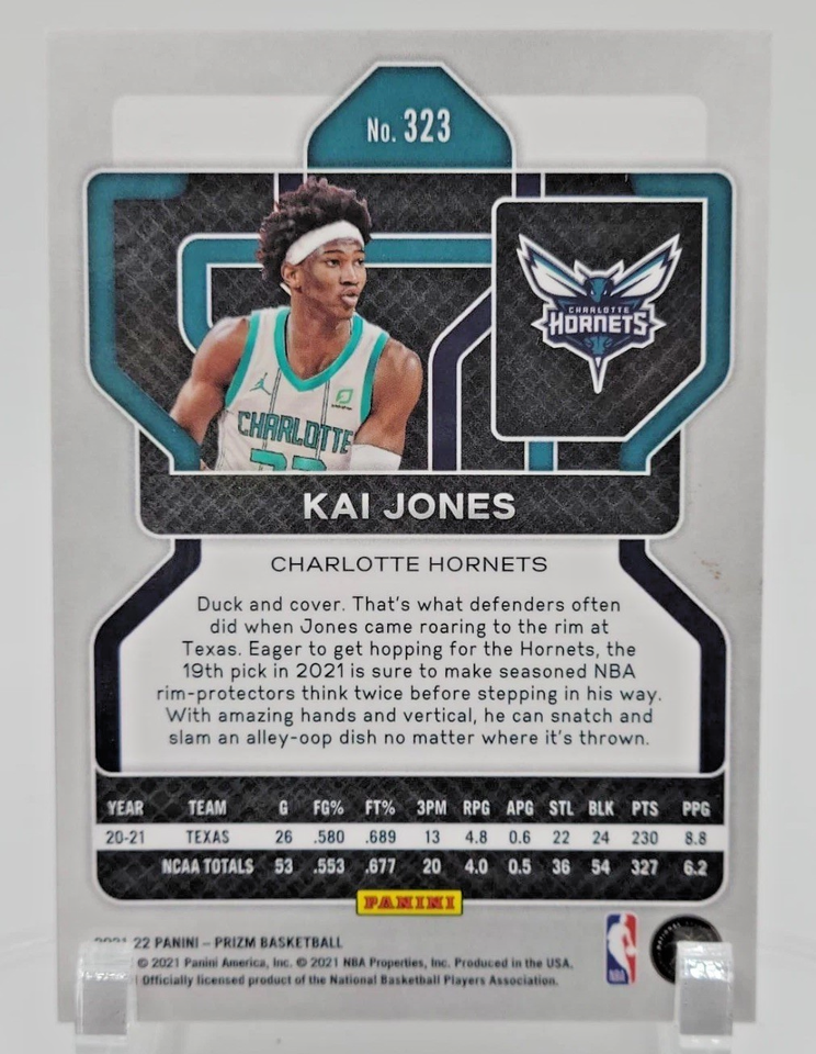 2021-22 Panini PRIZM Basketball KAI JONES #323 ROOKIE Card RC Charlotte ...