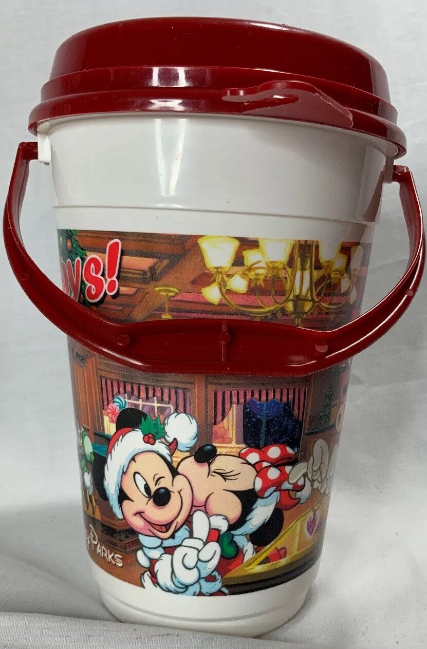 Vtg Disney Parks Happy Holidays Popcorn Bucket 92 93 Mickey Minnie ...