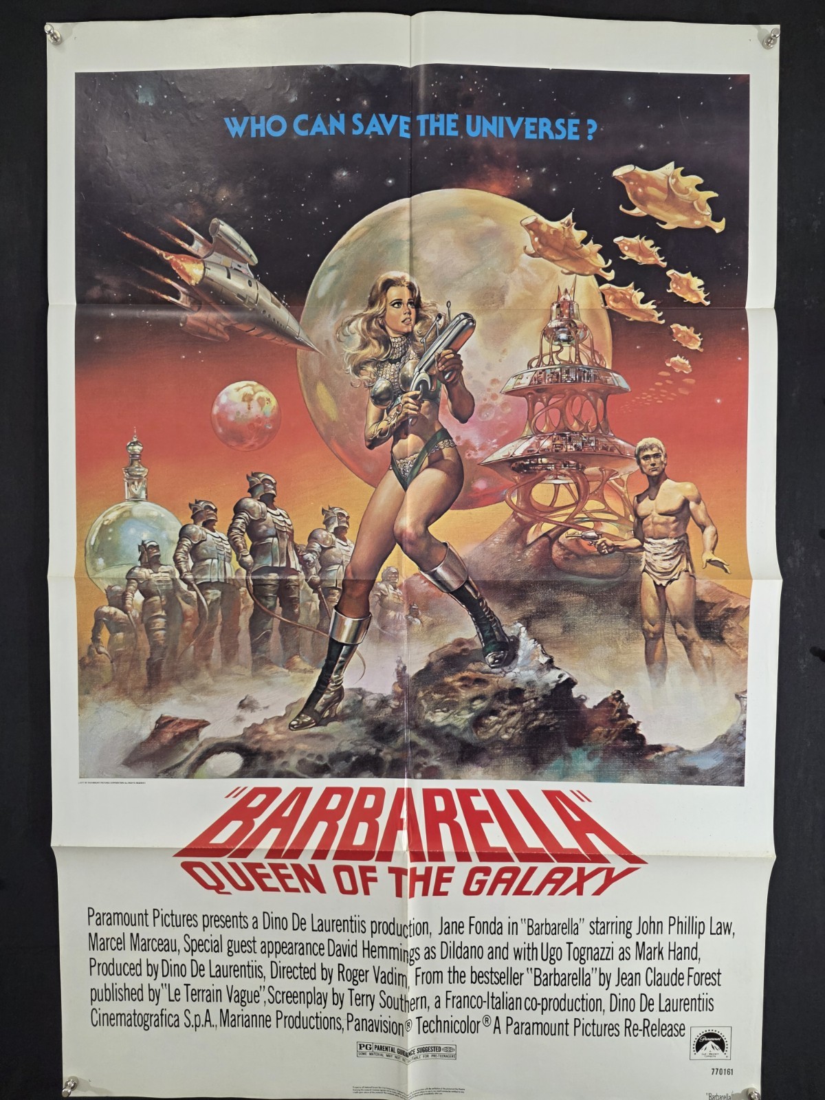 1968 "BARBARELLA". 27x41 folded one sheet. R77. JANE FONDA Roger Vadim ...