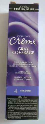Loreal Excellence Creme Gray Coverage Dark Brown 4 Permanent Hair Color ...