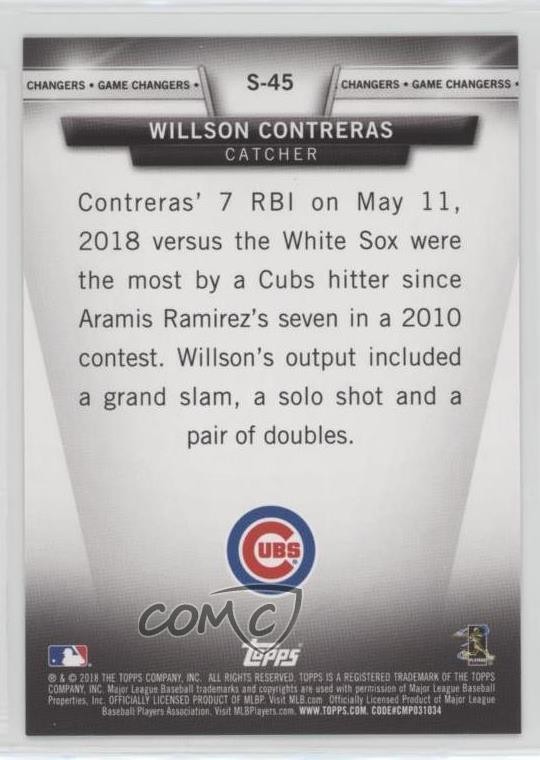 2018 Topps Update Salute Game Changers Blue Willson Contreras #S-45 | eBay