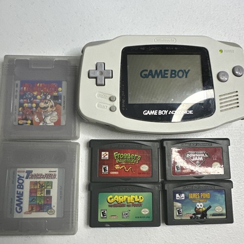 White Game Boy Advance + 6 USA GBA/GB Games Lot – Tested – Works Great ...