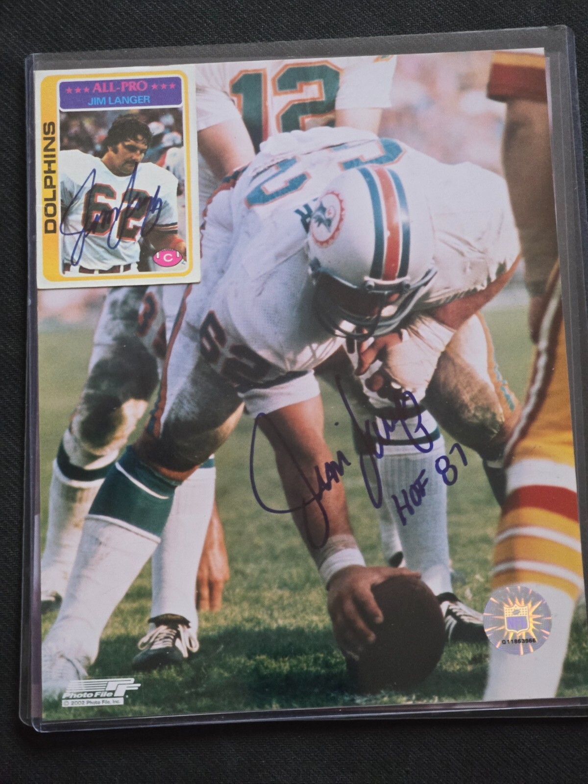 Jim Langer, HOF '87, signed 8x10 photo & card in acrylic cover. | eBay