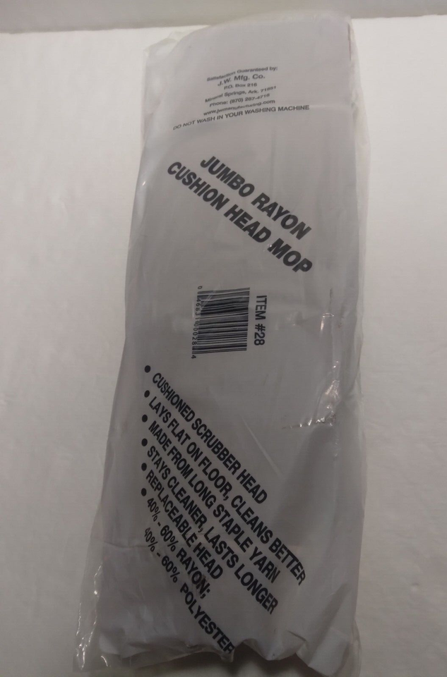 NEW J.W. Mfg. Co. Cushion Head Rayon Mop JUMBO Replacement Head #28 USA ...
