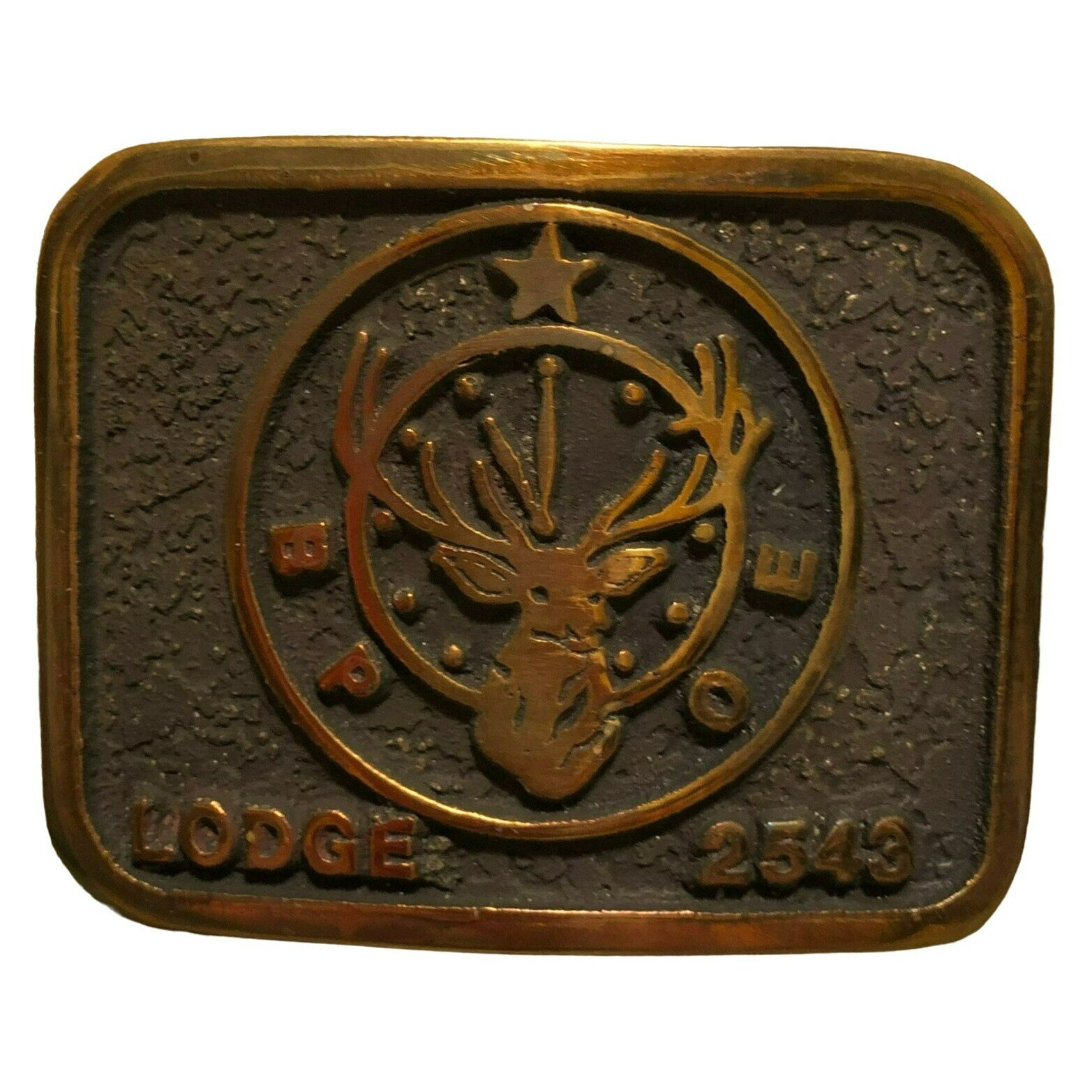 VTG 1980 BPOE ELKS LODGE BRONZE BELT BUCKLE AGE OF BR… - Gem