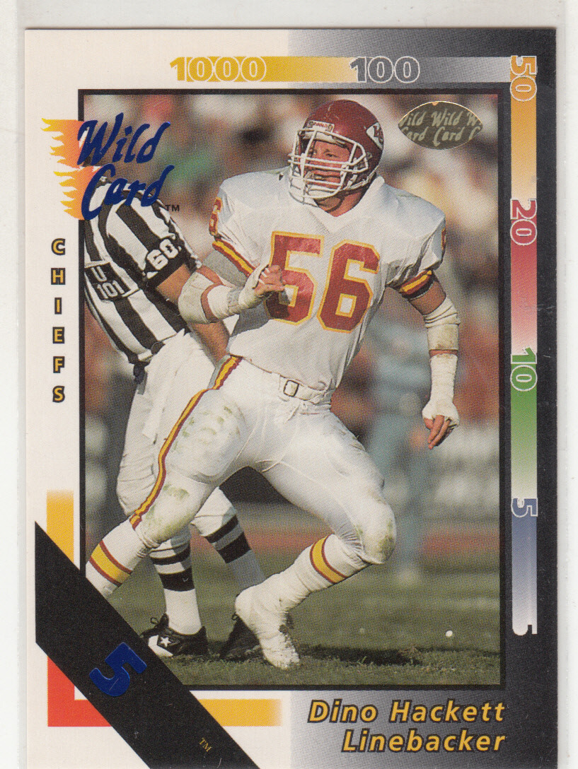 DINO HACKETT 1992 Wild Card NFL #82 Parallel 5 Stripe Kansas City ...