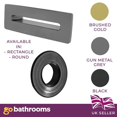 Rectangle Round Overflow Cover | Black Gold Gun Metal | Replacement ...