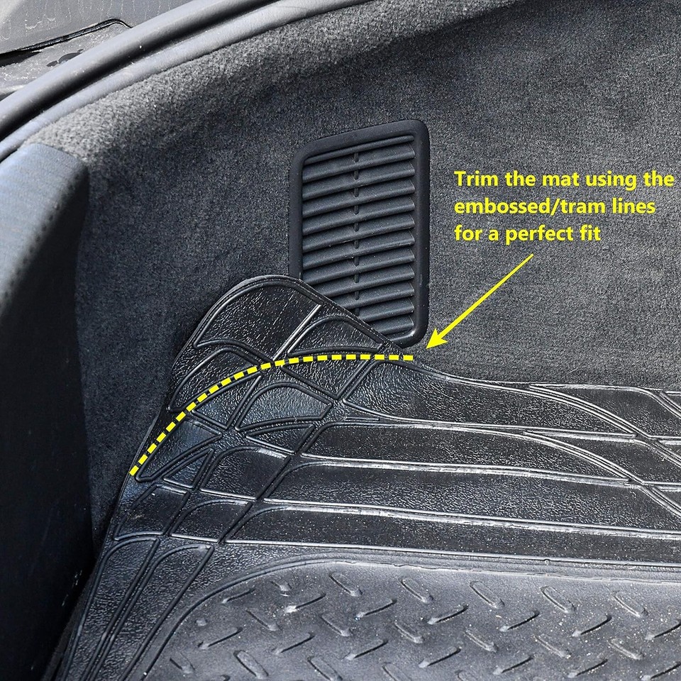 For MG HS All Years - Universal HD Black Waterproof Rubber Car Boot Mat ...