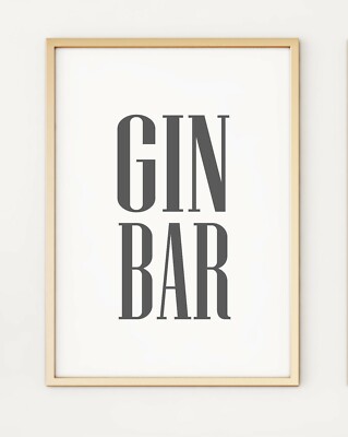 Gin Bar Typography A4 Print Poster PO431 | eBay UK