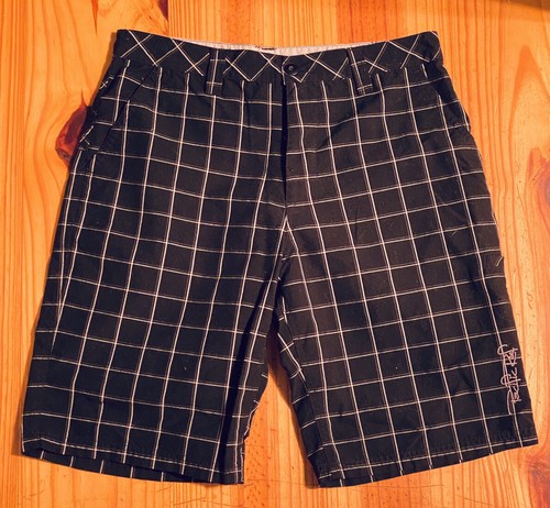 Men's Walk Shorts Size 82/32 Black White Check Beach Casual EUC Pacific ...