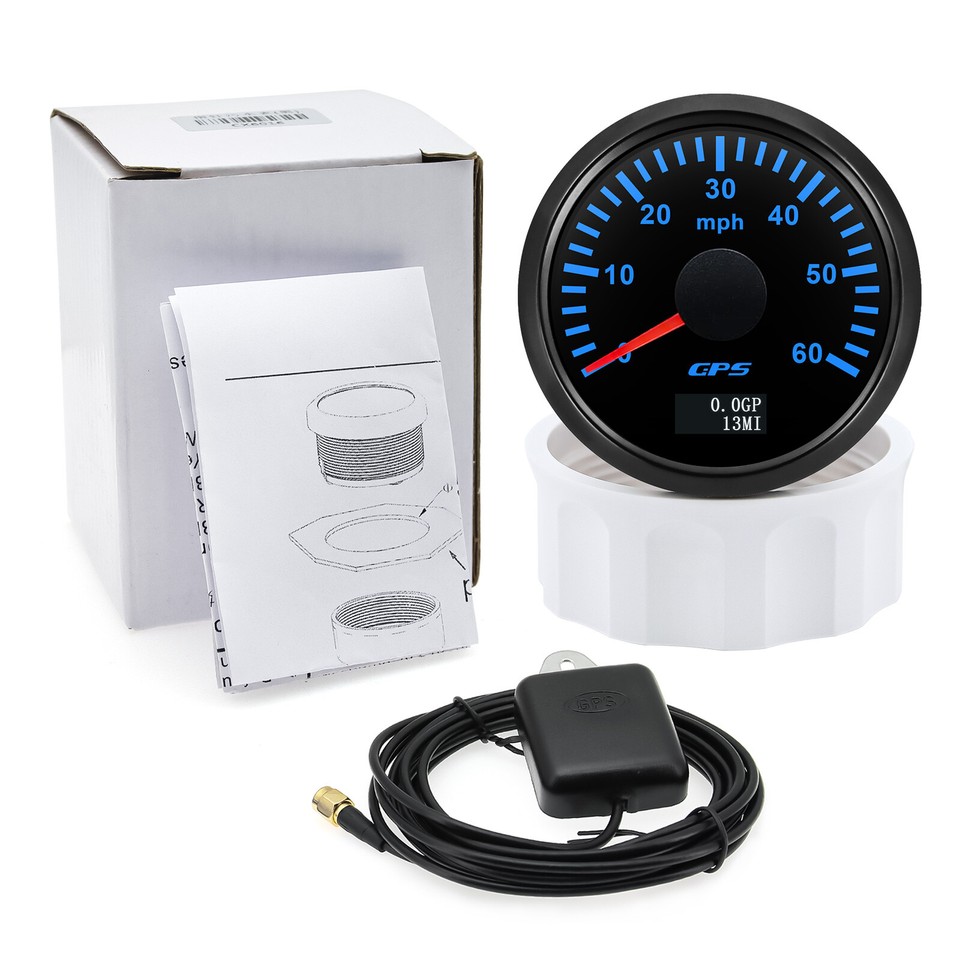 52mm LCD Digital GPS Speedometer 0-60 MPH Gauge 7 Colors for Truck ...