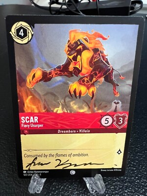 Disney Lorcana TCG Scar Fiery Usurper Card Artist Signed Amber ...