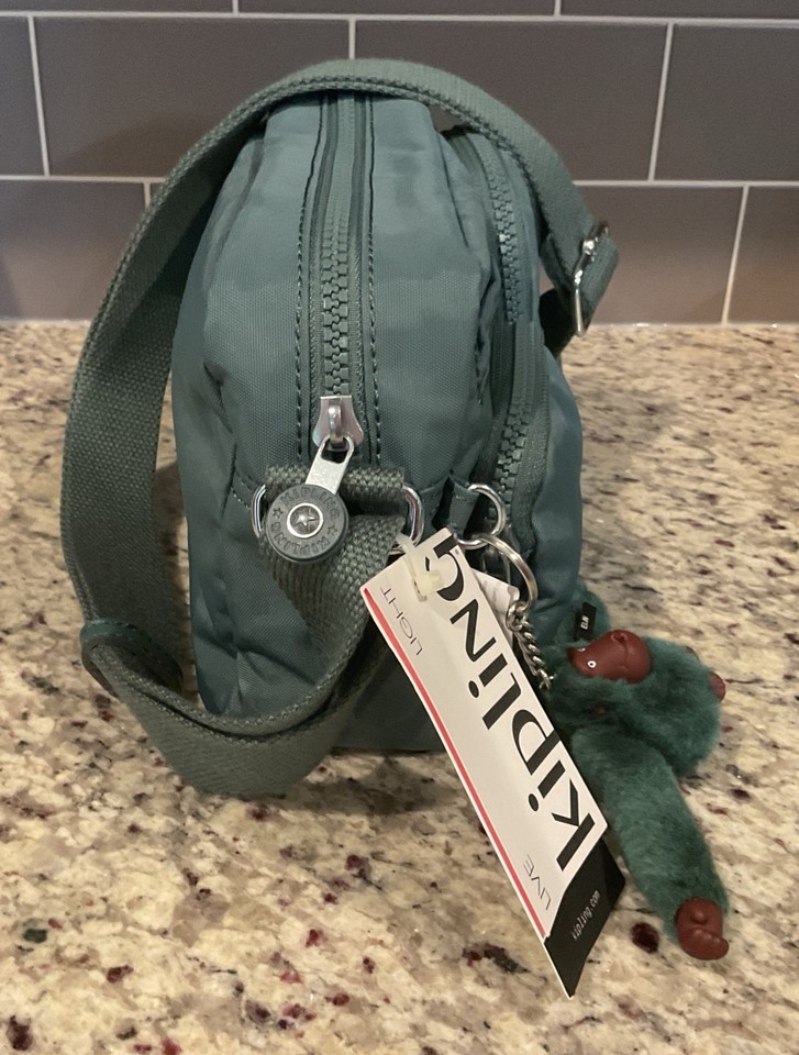 KIPLING CROSSBODY BAG ALBENA KIB8J4 Light Aloe Tonal Monkey-ELIN MSRP ...