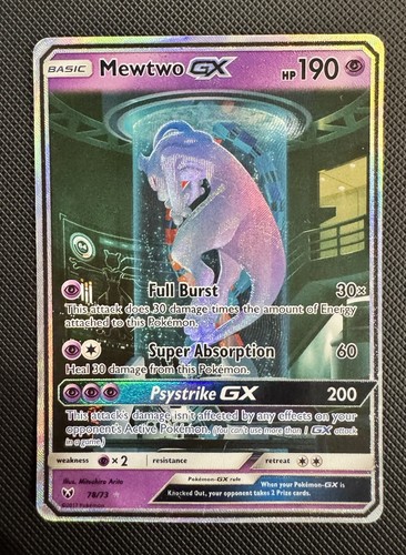 Pokémon TCG: Mewtwo GX (Full Art) Shiny Holo Rare 78/73 Shining Legends ...