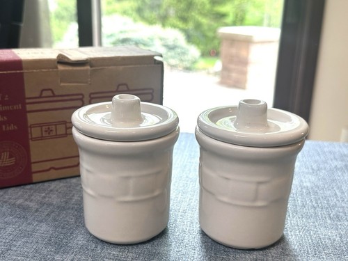 Longaberger Pottery Ivory NEW Condiment Crocks Set Of 2 | eBay