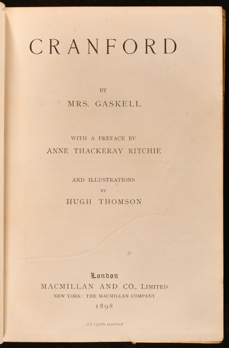 1898 Cranford Mrs Gaskell Illustrated Hugh Thomson Vellum | eBay UK