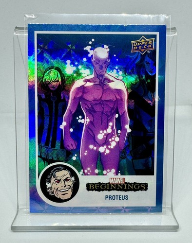 Upper Deck-2022 Marvel Beginnings-Proteus-Blue Rainbow Cosmic Cube Foil ...