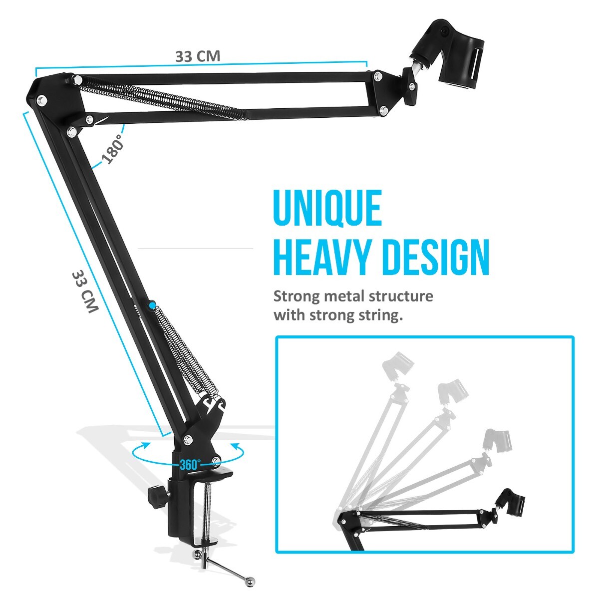 ADJUSTABLE DESKTOP MICROPHONE ARM STAND SUPPORT PRO MUSIC AUDIO ...