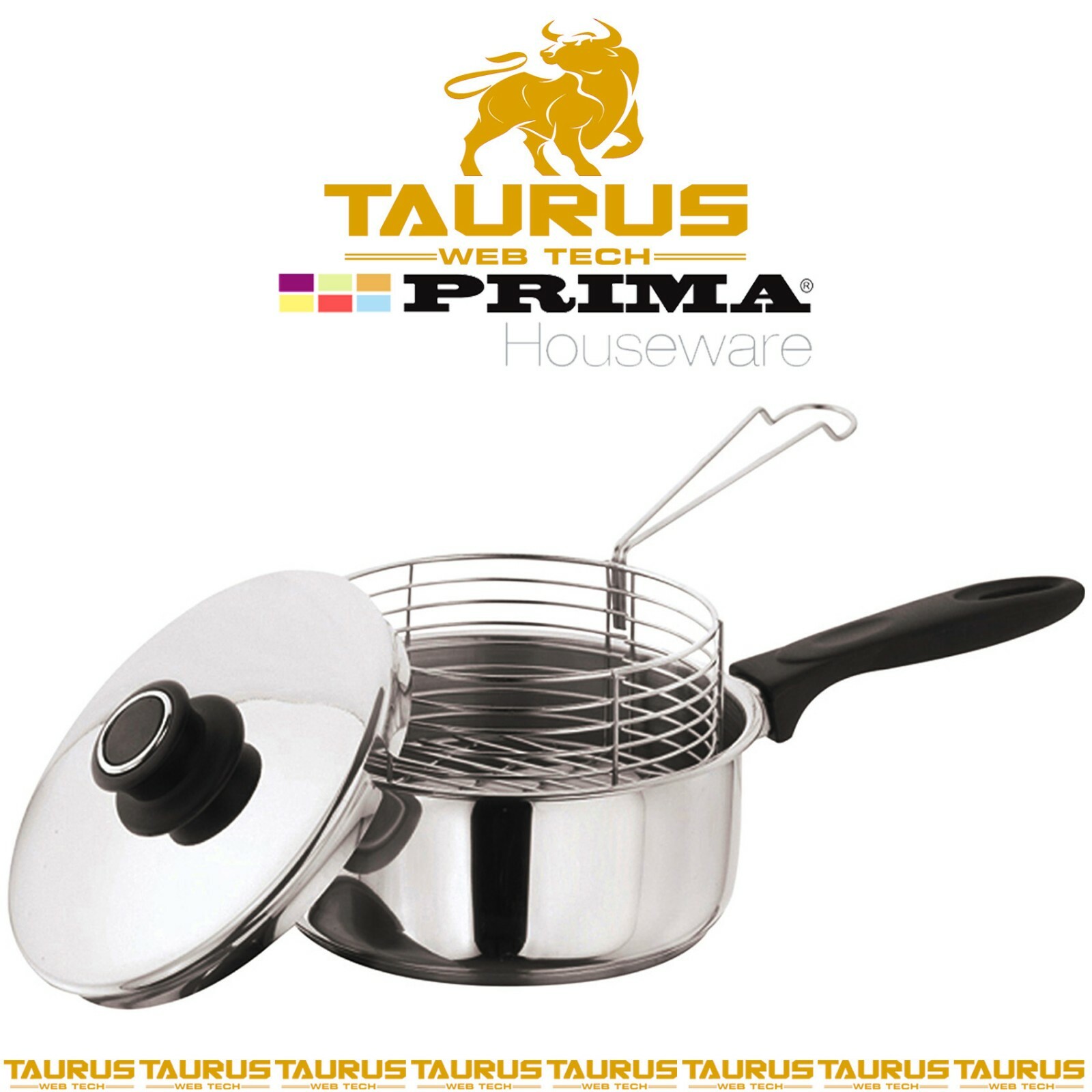 20 CM DEEP FRYER SET 3PC INDUCTION CHIP PAN STAINLESS STEEL POT+ LID ...