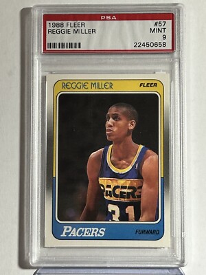 REGGIE MILLER 1988 Fleer ROOKIE CARD Indiana PACERS #57 “PSA Mint 9” 🔥 ...