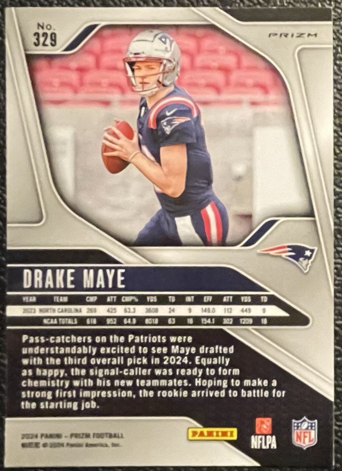 2024 Panini Prizm Drake Maye Pink Wave Prizm Rookie RC Patriots #329 | eBay