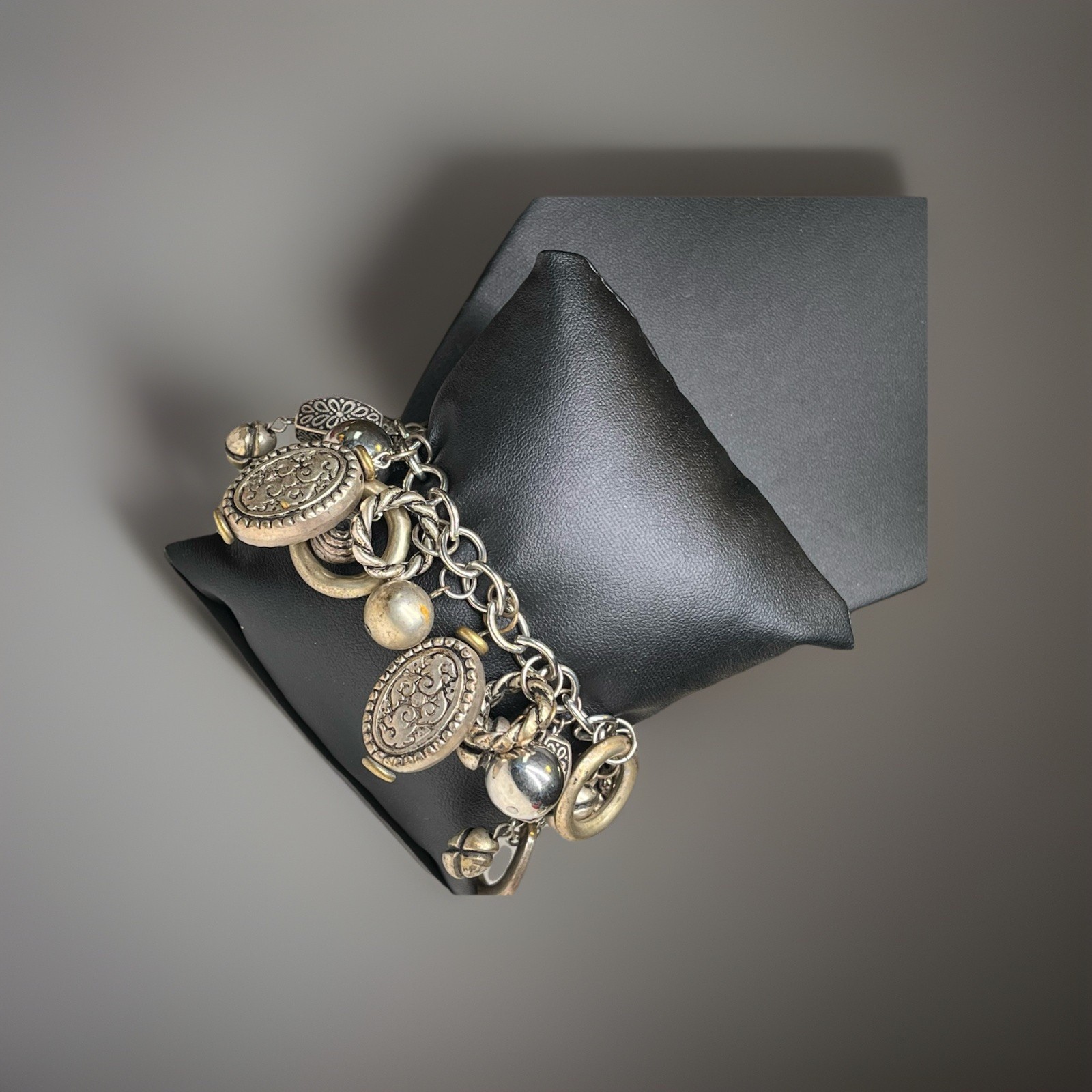Vintage Monet Charm Bracelet Silver Gold Tone Barrel Clasp | eBay