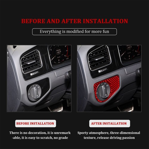 Red Carbon Fiber Headlight Switch Cover Trim for Volkswagen Golf 2014 ...