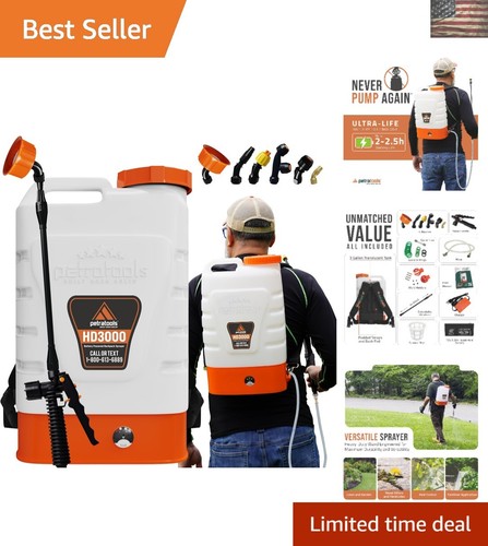 Ergonomic 3 Gallon Electric Sprayer - 80 PSI & 6 Nozzles for Precision ...