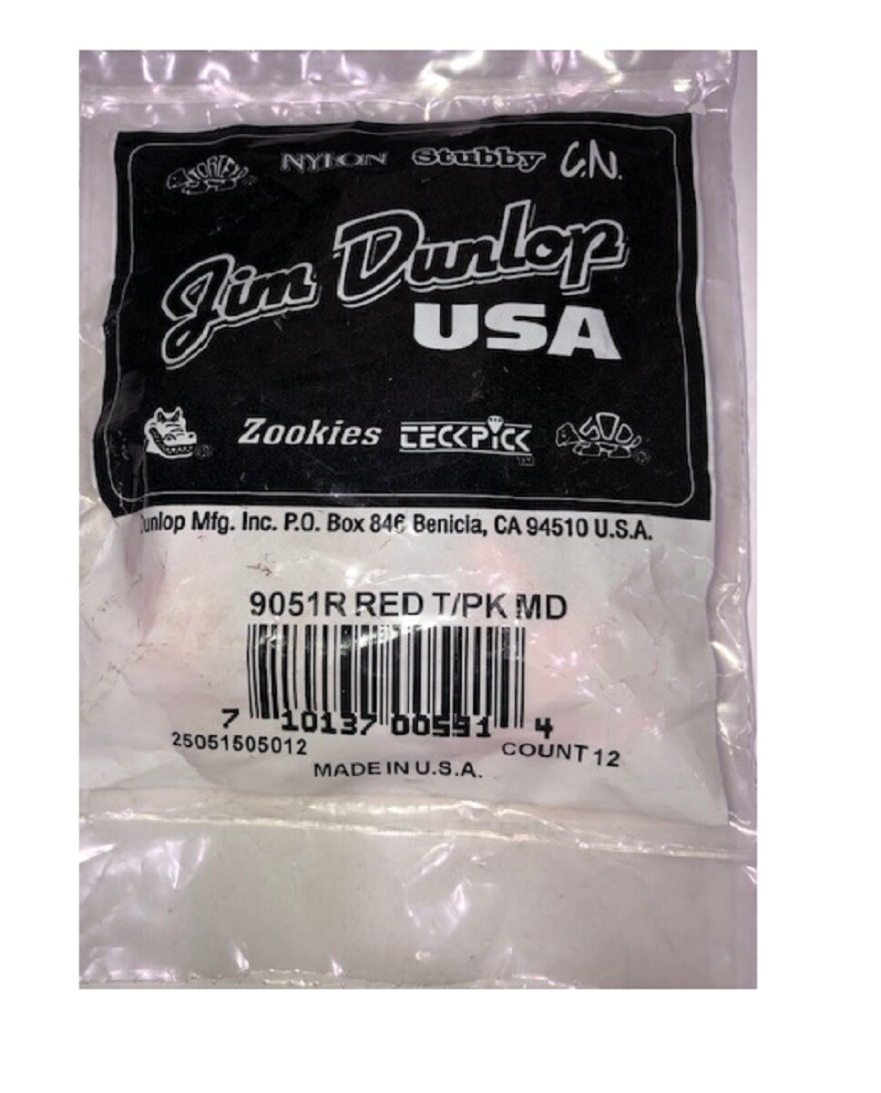 DUNLOP 9051R Dunlop Red Delrin Medium Thumbpicks 12 Picks with FREE ...