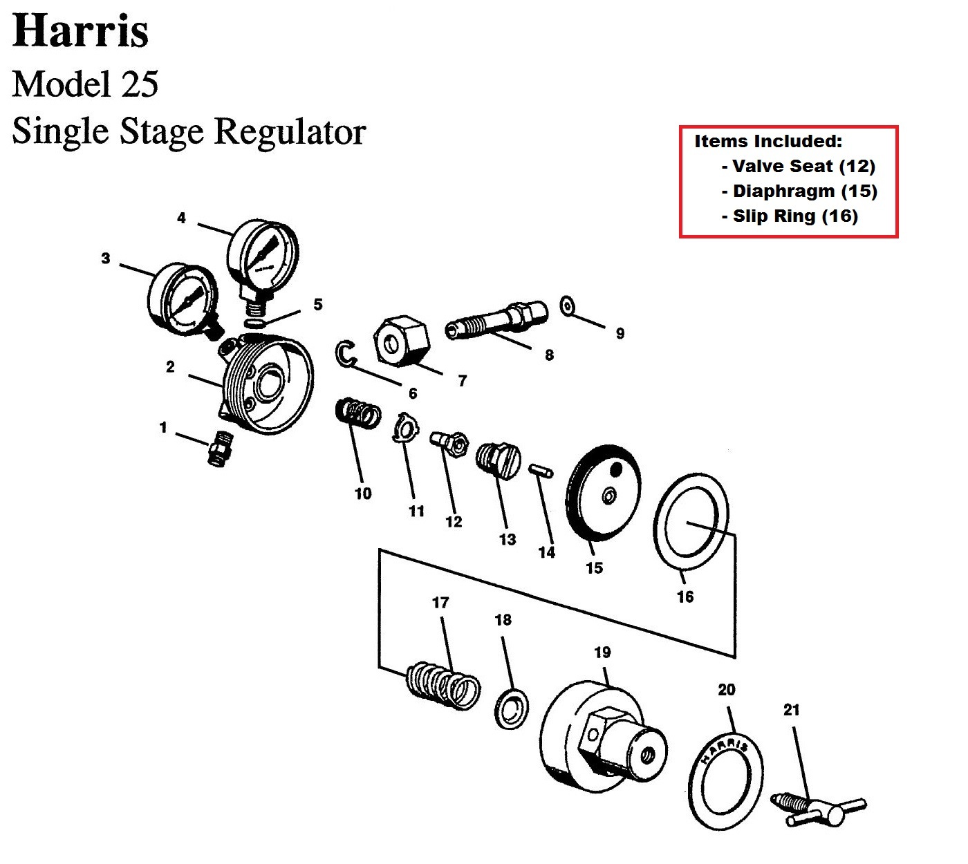 Harris Model 25 & 29 Regulator Rebuild/Repair Parts Kit w/ Diaphragm | eBay