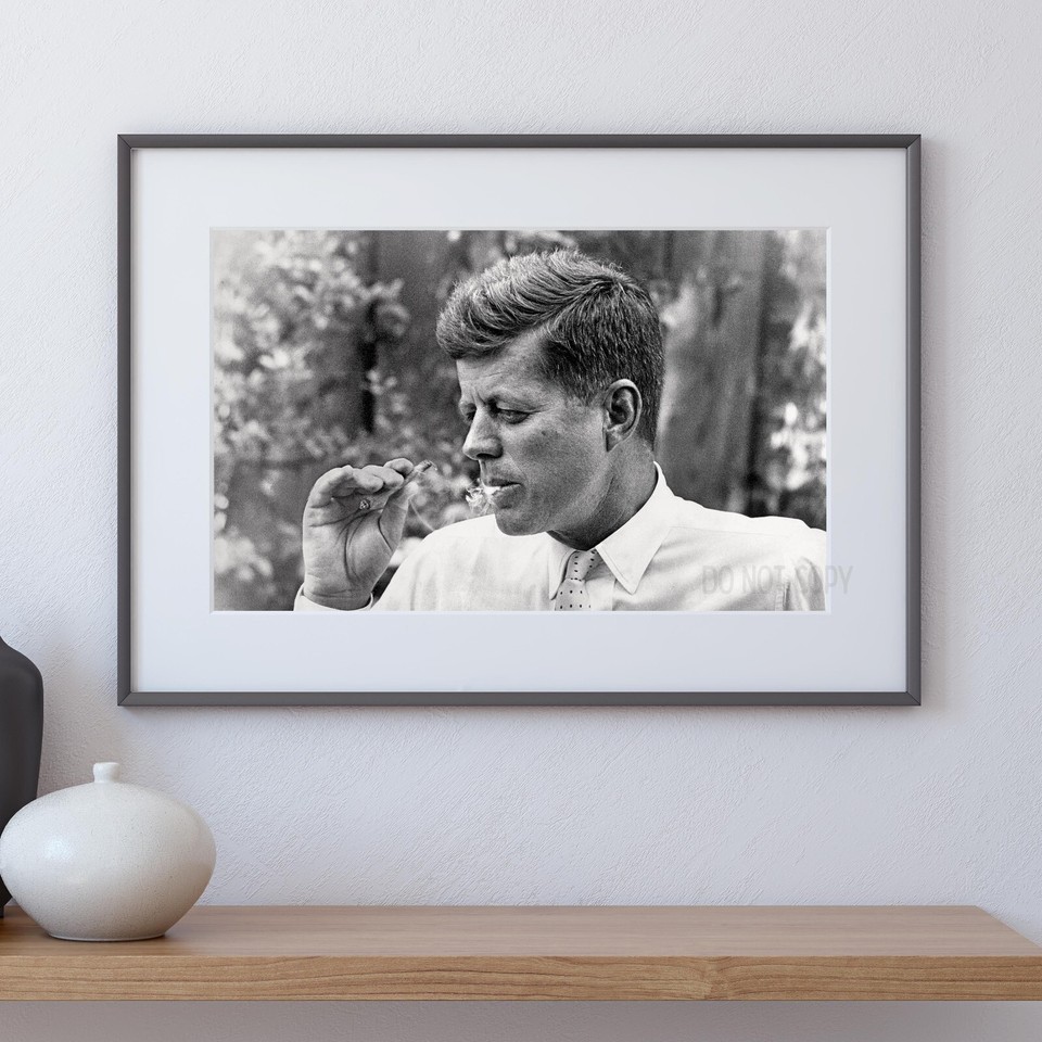 John F Kennedy (JFK) Smoking A Cigar Premium Art Print | eBay