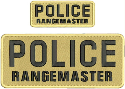 POLICE RANGEMASTER EMB PATCH 4X10 AND 2X5 HOOK ON BACK BLACK ON TAN | eBay