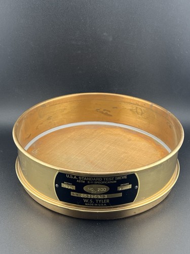 Brass No. 200 Mesh Sieve 8" Tyler 0.0029" 75μm ASTME USA Standard Test ...