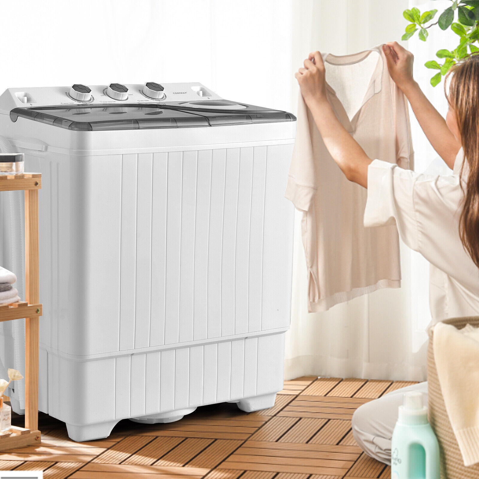Twin Tub Washing Machine Portable Laundry Washer Machine 6.5KG Washer+ ...