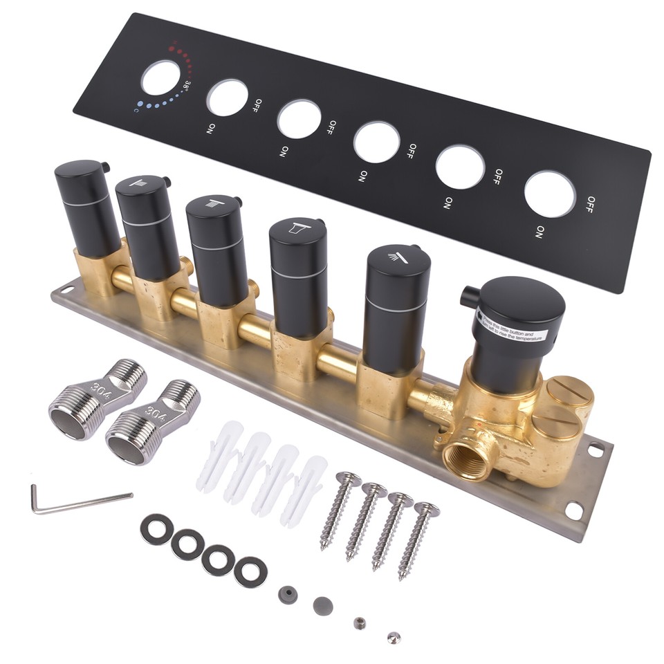 3/4/5 Way Shower Diverter Valve Kit Thermostatic Individual On Off Flow ...