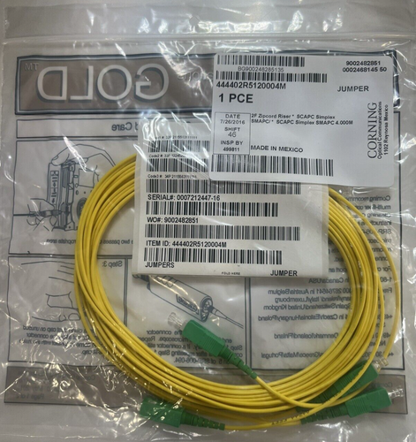 Corning Fiber Optic Cable Assembly Gold 2F SM Zipcord SCAPC Simplex 4 Meter New | eBay
