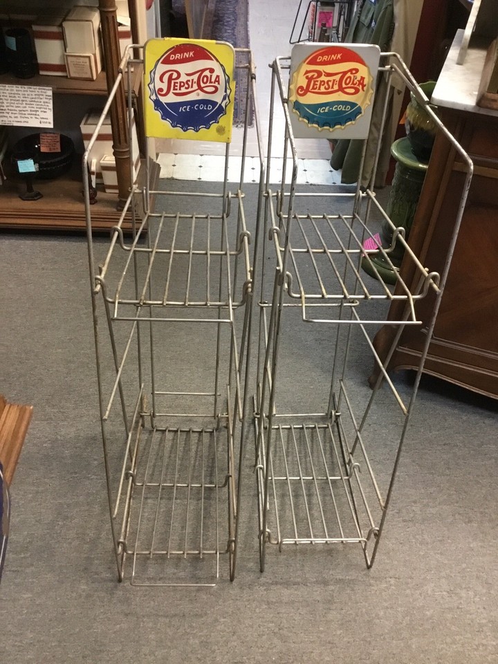 Rare 1940s 50s Pepsi Cola Store Display Bottle Racks Two Total Double ...