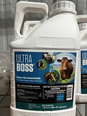 Ultra Boss Pour on Insecticide for Cattle Sheep Goats Horses Merck 5 ...