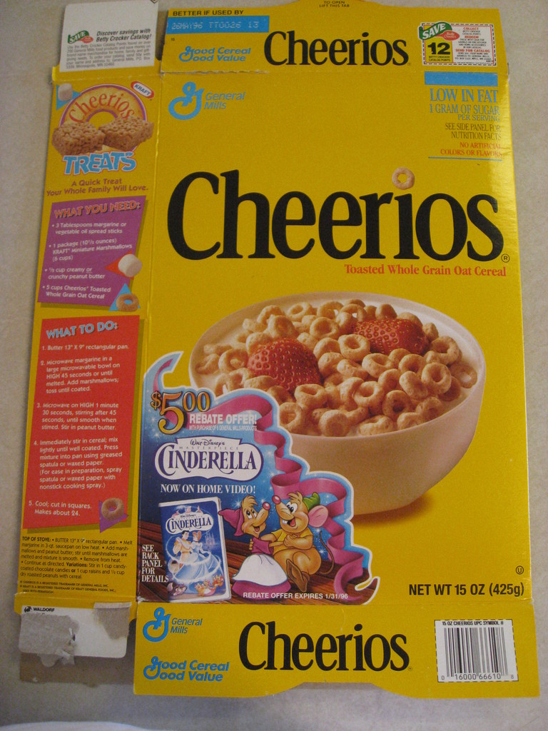 General Mills Cheerios Empty Box Disney Cinderella - 1999 | eBay