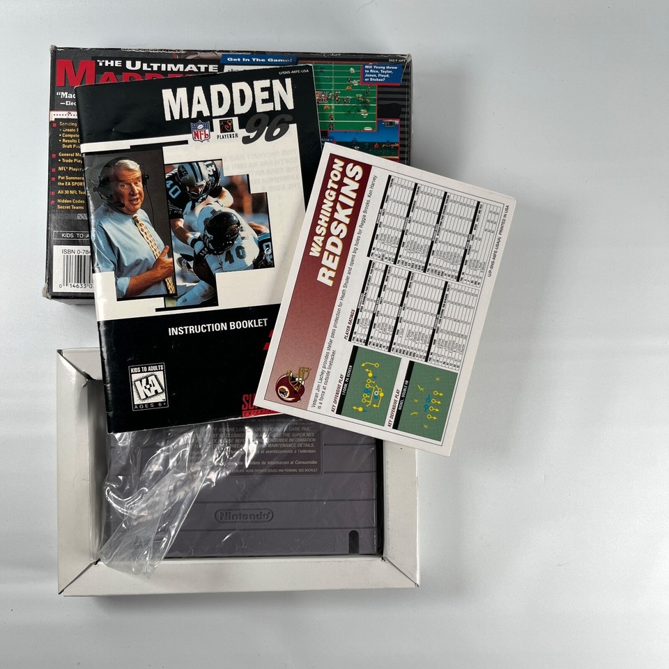 Madden NFL 96 SNES Super Nintendo Football Complete w/ Manual CIB ...
