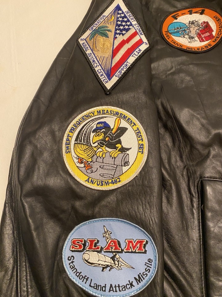 Missle Aircraft Leather Jacket With Patches Military Avionics Desert ...