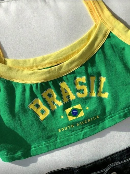 Women's Brasil Print Over-Cut Tank Top Brasil Shein EZwear | eBay