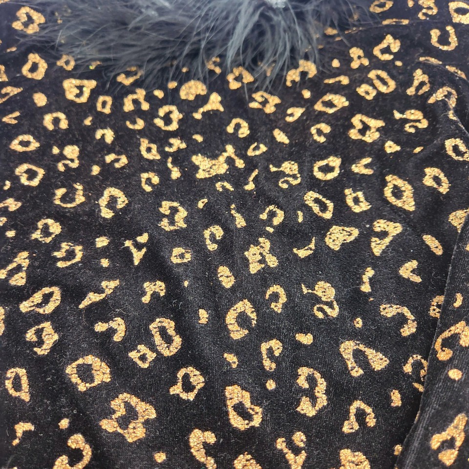 Pottery Barn Kids Black/Gold Leopard Halloween Costume w/Tail Faux Fur ...